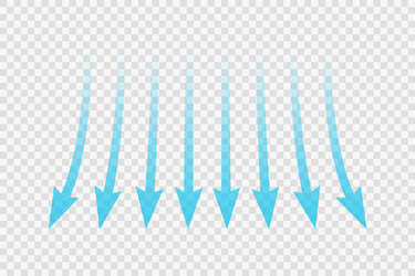 Air flow set of blue arrows showing direction Vector Image