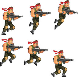 Commando crouching game sprite Royalty Free Vector Image