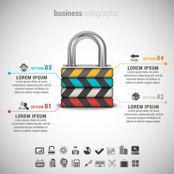 Infographic cake and padlock design Royalty Free Vector