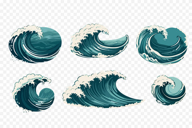 Sea waves collection Royalty Free Vector Image