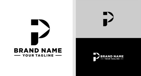 Letter p logo monogram arrow negative space geomet