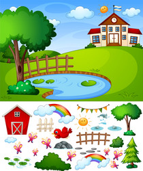 Castle in forest scene with isolated cartoon Vector Image