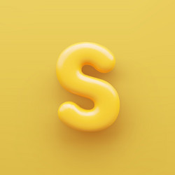 3d yellow letter e with a glossy surface Vector Image