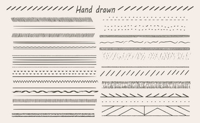 Hand-drawn line borders set including pencil Vector Image