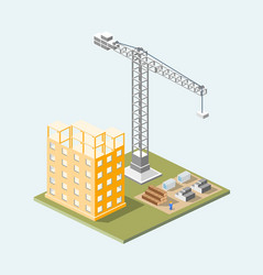Isometric building construction Royalty Free Vector Image