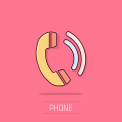 Phone icon in comic style telephone call cartoon Vector Image