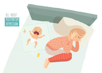 Postpartum depression postnatal baby Royalty Free Vector