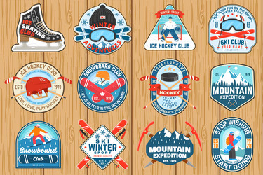Ski and snowboard club emblem Royalty Free Vector Image