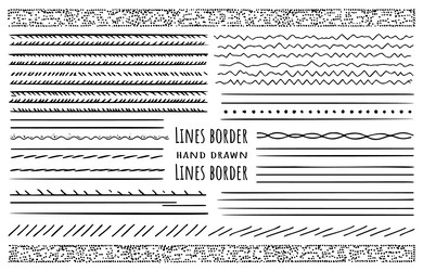Hand-drawn line borders set including pencil Vector Image