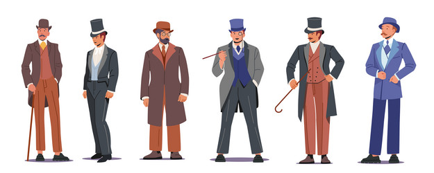 Gentlemen cartoon set Royalty Free Vector Image
