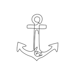 Single continuous line drawing anchor logo Vector Image