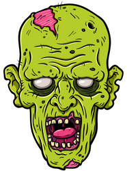 Cartoon zombie head isolated on white background Vector Image
