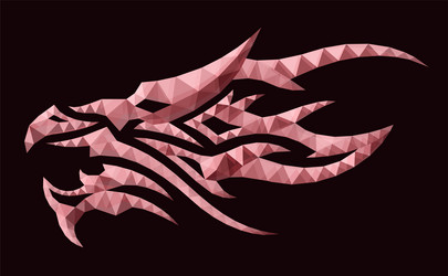 Low poly art with red flaming dragon head Vector Image