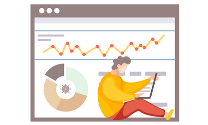 Man watching a report with information poster Vector Image