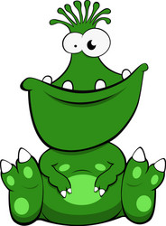 Green screaming friendly monster Royalty Free Vector Image