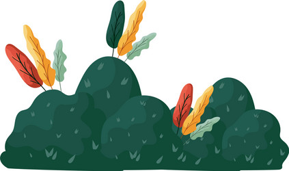 Cartoon green big bushes on lawn with clouds Vector Image