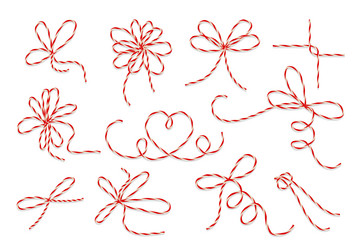 String bows knots set thin line ribbons ropes Vector Image