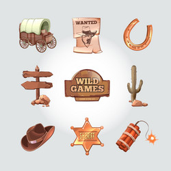 Hand drawn wild west cowboy elements piles Vector Image
