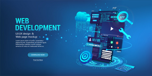 Website development banner programming technology Vector Image