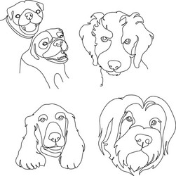Set drawing pets in linear style dog breeds Vector Image