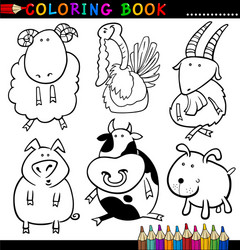 Farm animals for coloring book or page Royalty Free Vector
