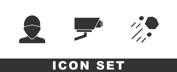 Set vandal flying stone protest and police Vector Image