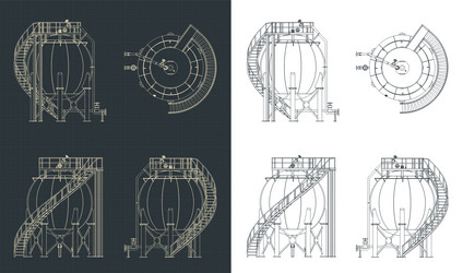 Storage tank isometric drawings Royalty Free Vector Image