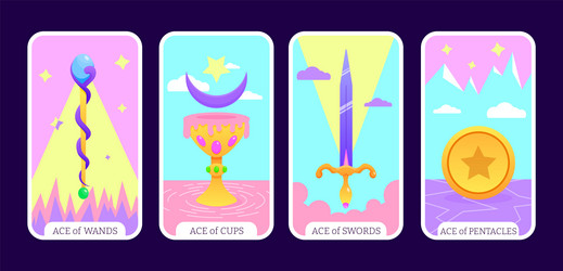Tarot cards flat deck cartoon taro card major Vector Image