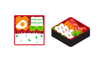Bento box logo japanese lunch box Royalty Free Vector Image
