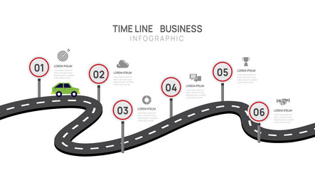 Road route infographic line with step-by-step plan