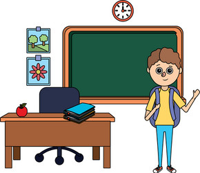 School child boy cartoon Royalty Free Vector Image