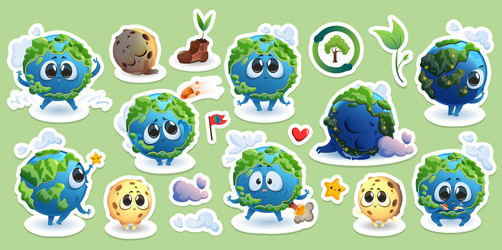 Cute earth character angel with nimbus cartoon Vector Image