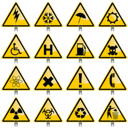 Danger warning signs triangular yellow Royalty Free Vector