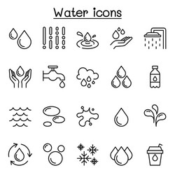 Liquid water icon set in thin line style Vector Image
