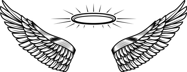 Angels wings with nimbus design element Royalty Free Vector