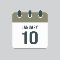 Icon day date 10 january template calendar page Vector Image