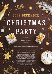 Merry christmas party layout poster Royalty Free Vector
