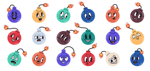 Bomb mascots cartoon bombs characters cute comic Vector Image