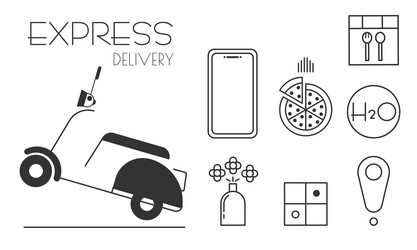 Express delivery ride motorcycle icon symbol set Vector Image