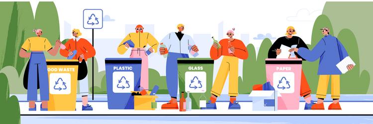 Trash sorting set with recycling bins waste Vector Image