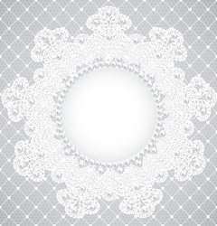 Vintage card with lace and pearls Royalty Free Vector Image