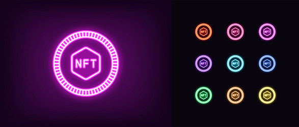 Outline neon dollar token icon set glowing neon Vector Image