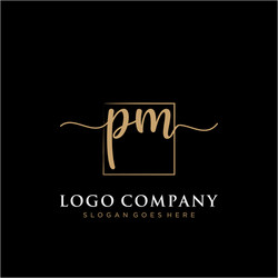 Pm initial handwriting logo design Royalty Free Vector Image