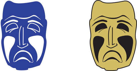 Two cartoon faces with exaggerated sad expressions