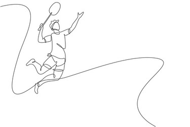 Single continuous line drawing of young agile Vector Image