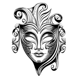 Theatrical mask hand drawn engraving style sketch Vector Image