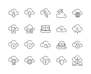Cloud computing black set Royalty Free Vector Image