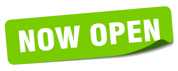 Now open sticker now open label Royalty Free Vector Image