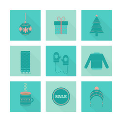 Set of holiday christmas icons in flat style Vector Image