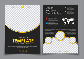 Template 2 a4 pages in black with bronze elements Vector Image